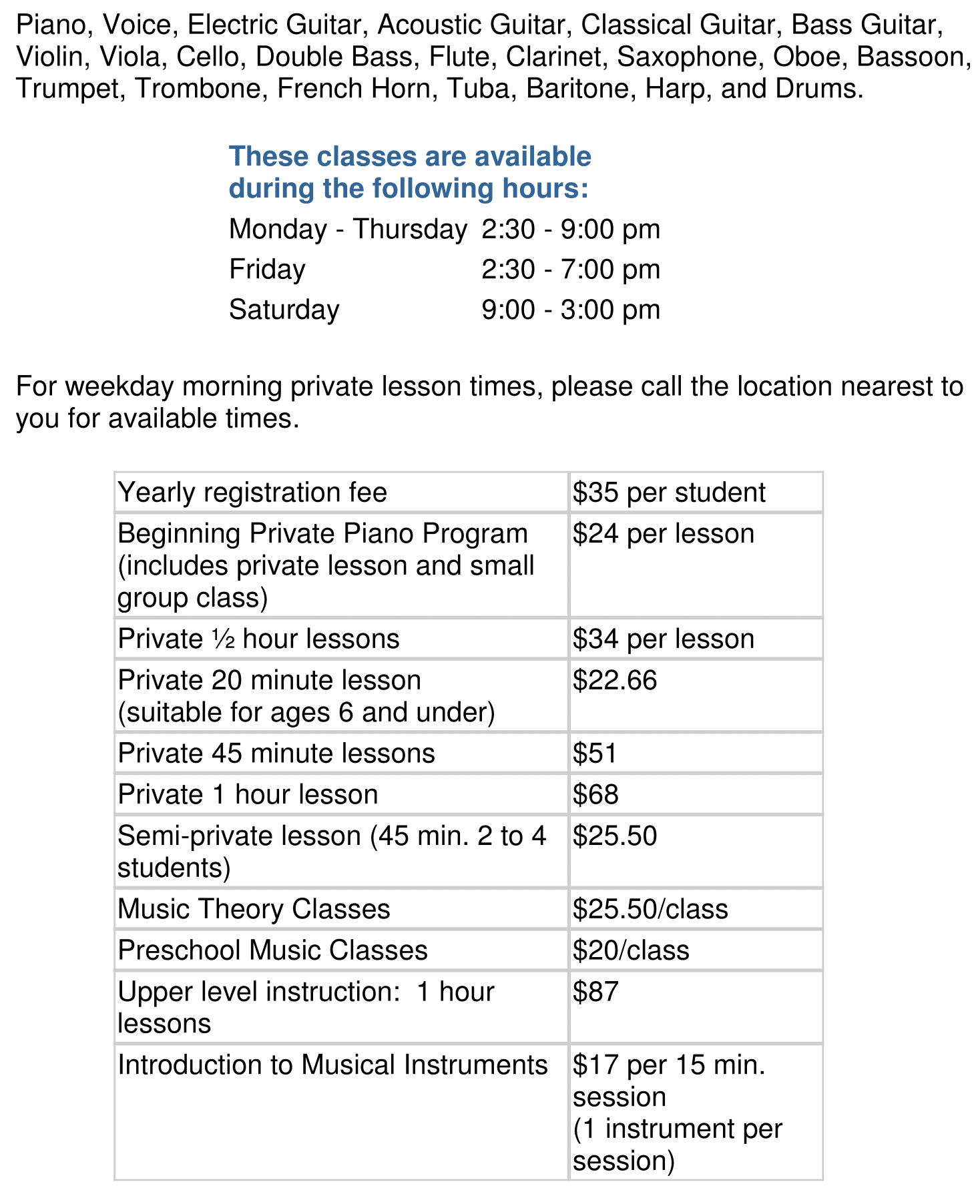 Music Lesson Schedule and Fees revision 11.5.17-1 – MUSIC LESSONS ...