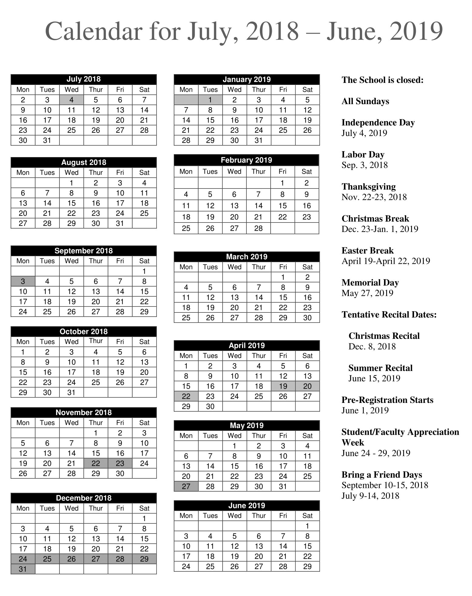 Calendar July 2018 – June 2019-1 – MUSIC LESSONS – Strongsville ...